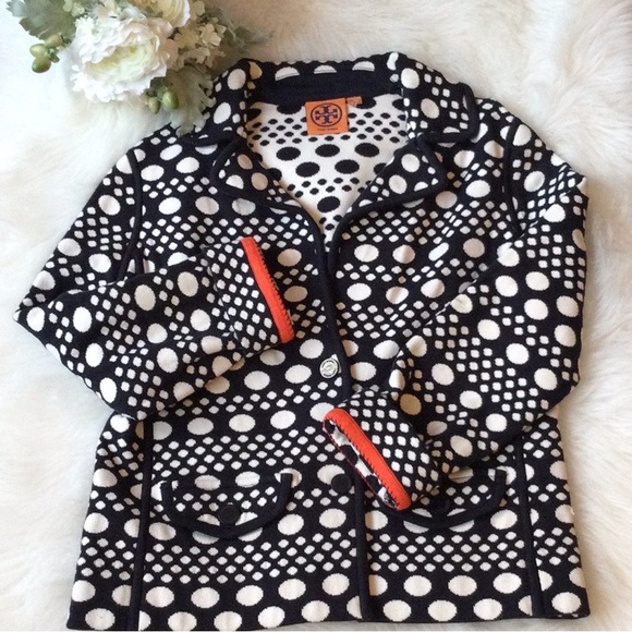 Tory Burch | Jackets & Coats | Tory Burch Elijah Polka Dot Knit Jacket ...
